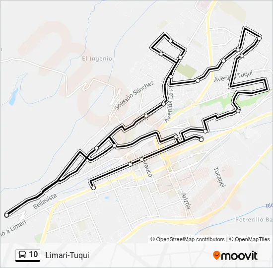 Ruta 10: horarios, paradas y mapas - Limari-Tuqui (Actualizado)