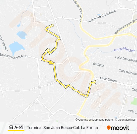 Ruta A65: horarios, paradas y mapas - Terminal San Juan Bosco-Col. La ...