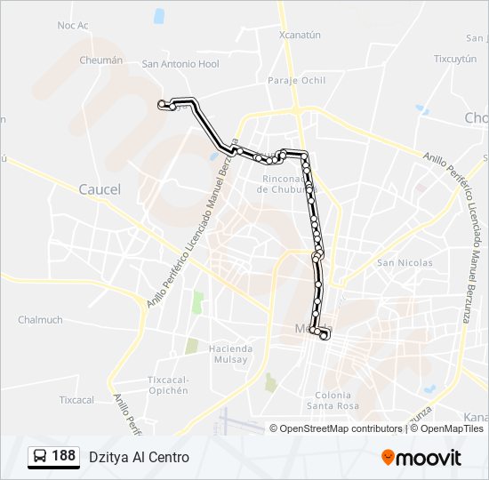 Ruta 188: horarios, paradas y mapas - Dzitya Al Centro (Actualizado)