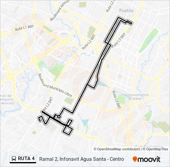 Ruta 4: horarios, paradas y mapas - Ramal 2, Infonavit Agua Santa ...