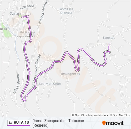 Ruta 18: horarios, paradas y mapas - Ramal Zacapoaxtla - Totoxcac ...