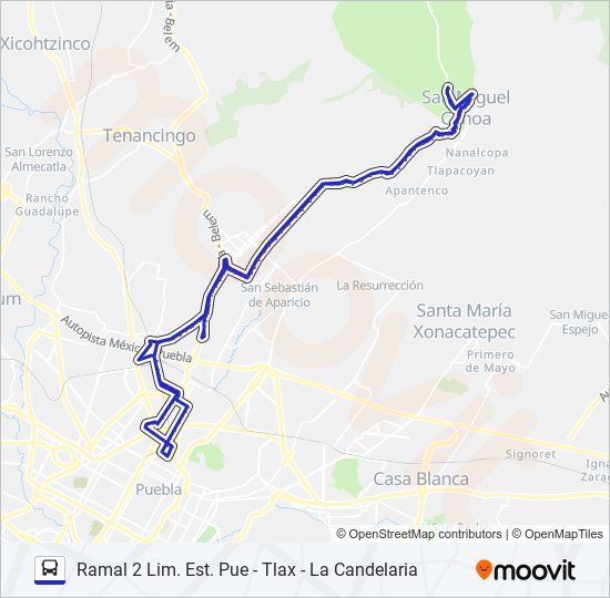 Ruta utp: horarios, paradas y mapas - Ramal 2 Lim. Est. Pue - Tlax - La ...