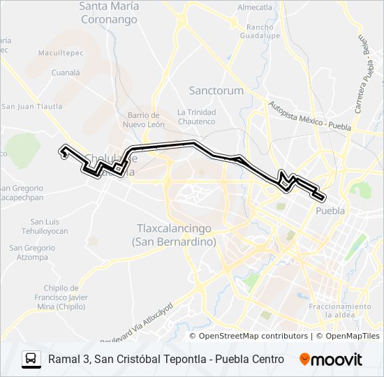 Ruta s14a: horarios, paradas y mapas - Ramal 3, San Cristóbal Tepontla ...