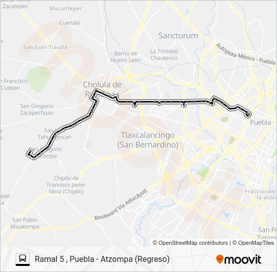 Ruta PUEBLACHOLULA: horarios, paradas y mapas - Ramal 5 , Puebla ...