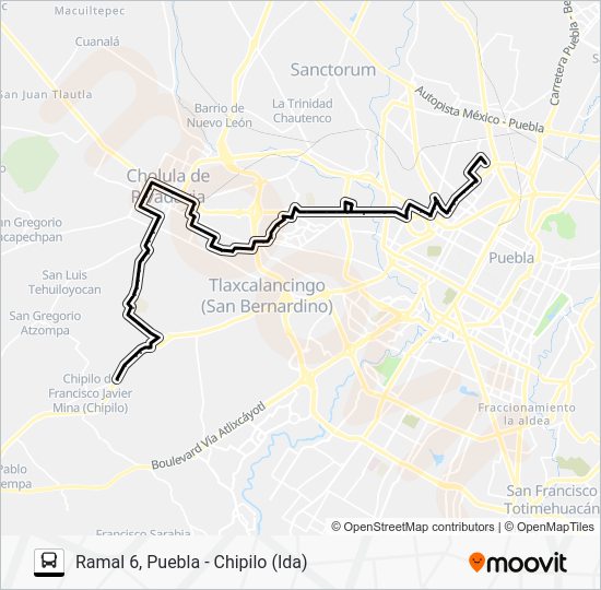 RUTA PUEBLACHOLULA Route: Schedules, Stops & Maps - Ramal 6, Puebla ...