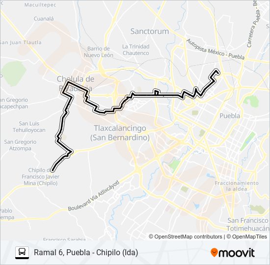 Ruta pueblacholula: horarios, paradas y mapas - Ramal 6, Puebla ...