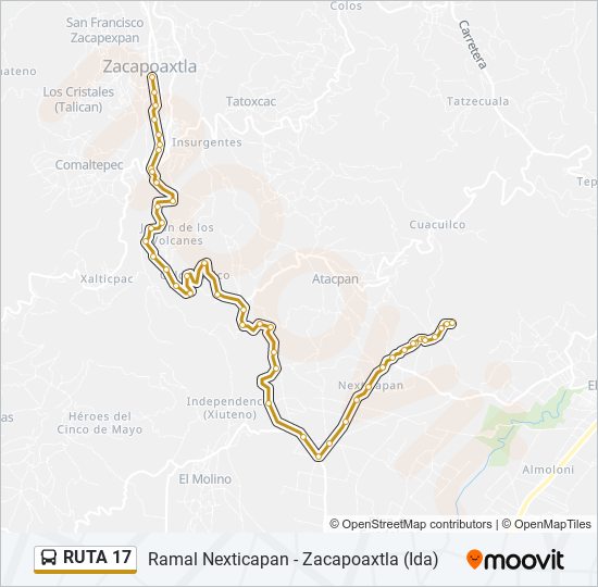 Ruta 17: horarios, paradas y mapas - Ramal Nexticapan - Zacapoaxtla ...