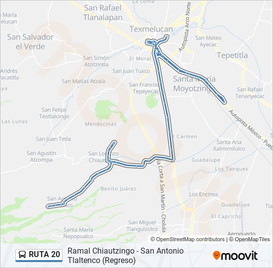 Ruta 20: horarios, paradas y mapas - Ramal Chiautzingo - San Antonio ...