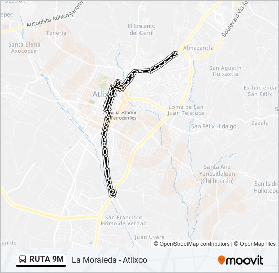 ruta 9m Route: Schedules, Stops & Maps - Ramal Los Molinos - Atlixco ...