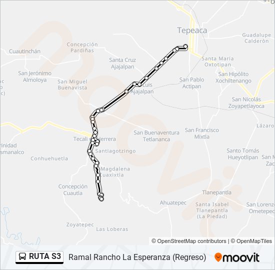Ruta s3: horarios, paradas y mapas - Ramal Rancho La Esperanza (Regreso ...