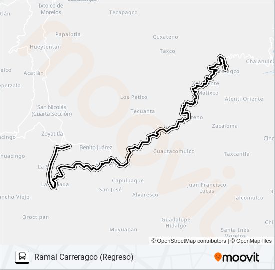 Ruta tetela o: horarios, paradas y mapas - Ramal Carreragco (Regreso ...