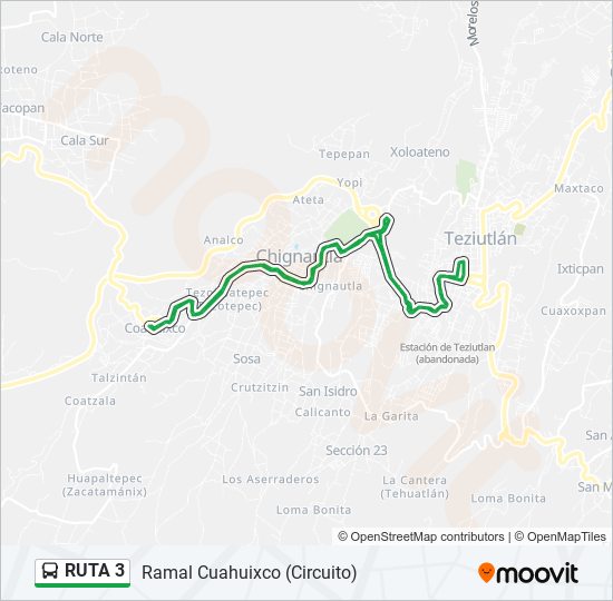 Ruta 3: horarios, paradas y mapas - Ramal Cuahuixco (Circuito ...