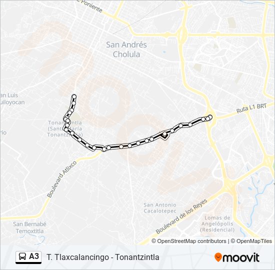 Ruta a3: horarios, paradas y mapas - T. Tlaxcalancingo - Tonantzintla ...