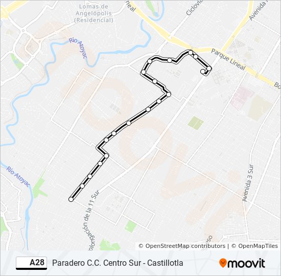 Ruta a28: horarios, paradas y mapas - Castillotla - Paradero C.C ...