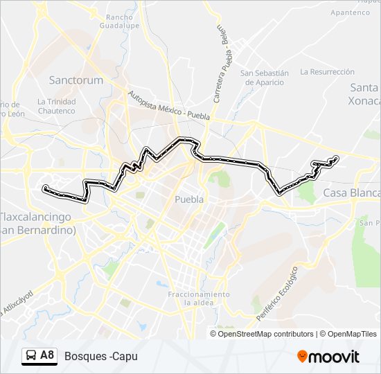 Ruta a8: horarios, paradas y mapas - Bosques -Capu (Actualizado)