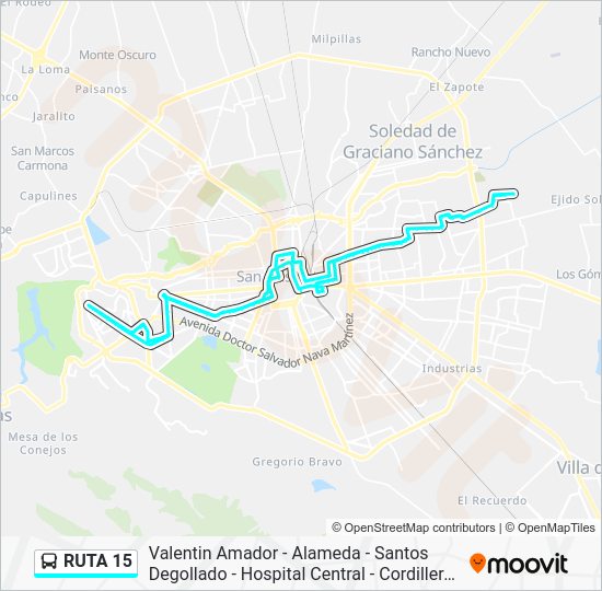 Ruta 15: horarios, paradas y mapas - Valentin Amador - Alameda - Santos ...
