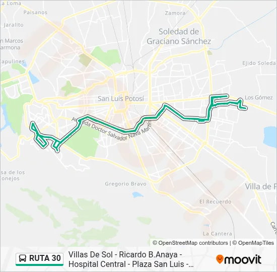 Ruta 30: horarios, paradas y mapas - Villas De Sol - Ricardo B.Anaya ...