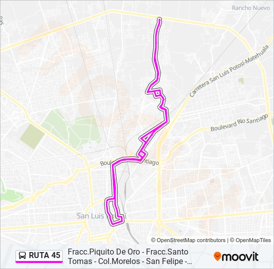 Ruta 45: horarios, paradas y mapas - Fracc.Piquito De Oro - Fracc.Santo ...