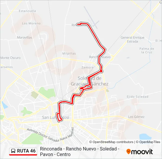 Ruta 46: horarios, paradas y mapas - Rinconada - Rancho Nuevo - Soledad ...