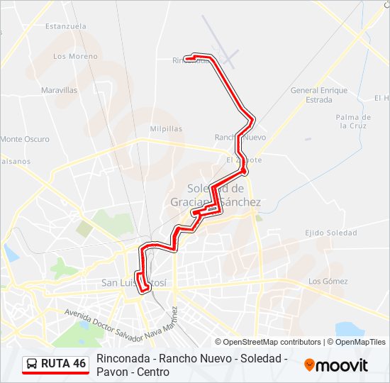 Ruta 46: horarios, paradas y mapas - Rinconada - Rancho Nuevo - Soledad ...