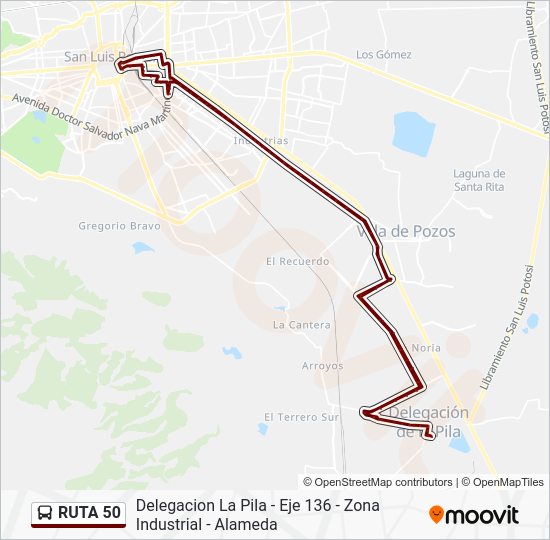 RUTA 50 Route: Schedules, Stops & Maps - Delegacion La Pila - Eje 136 ...