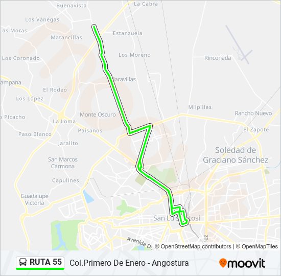 Ruta 55: horarios, paradas y mapas - Col.Primero De Enero - Angostura ...