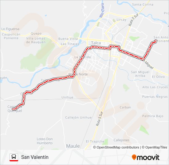 Ruta E COLÍN: horarios, paradas y mapas - San Valentín (Actualizado)