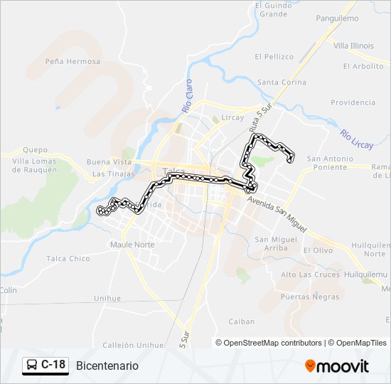 Ruta c18: horarios, paradas y mapas - Bicentenario (Actualizado)