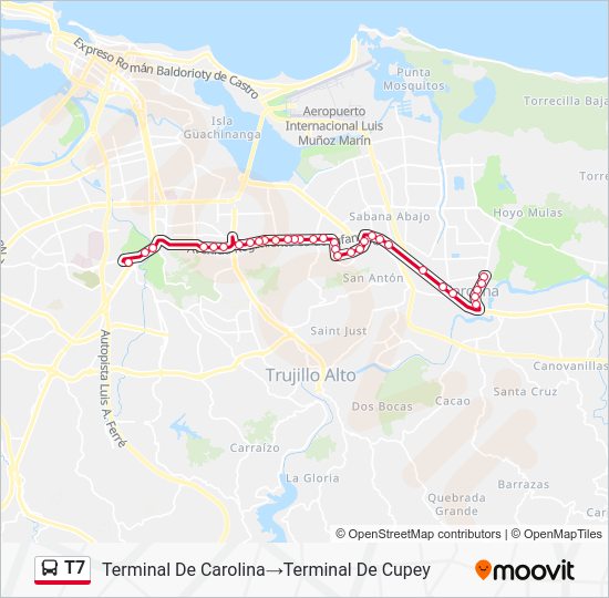 Ruta T7: horarios, paradas y mapas - Terminal De Carolina‎→Terminal De Cupey (Actualizado)