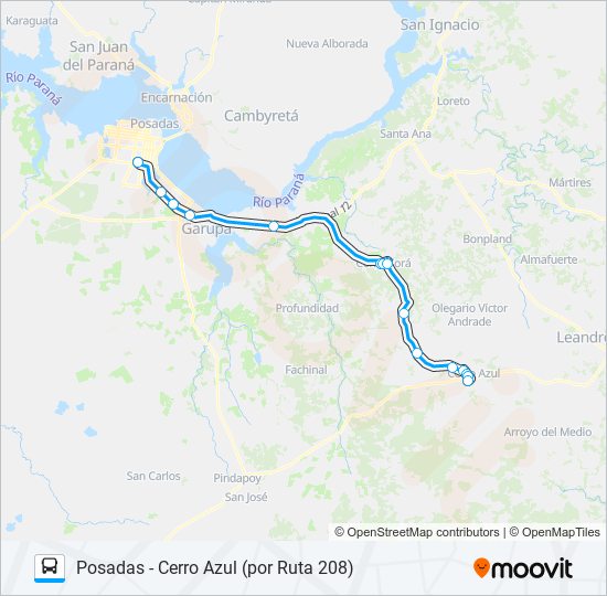 Ruta interurbano: horarios, paradas y mapas - Cerro Azul (Por Ruta 208 ...