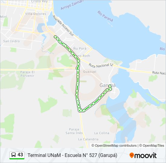 Ruta 43: horarios, paradas y mapas - Terminal UNaM - Escuela N° 527 ...