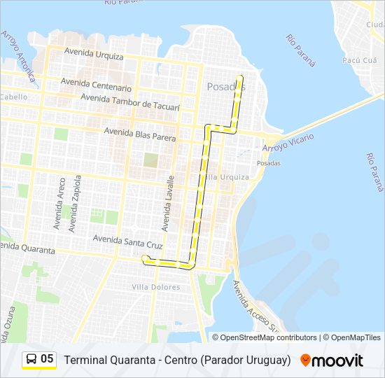 Ruta 05: horarios, paradas y mapas - Terminal Quaranta (Actualizado)