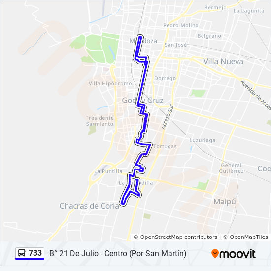 Ruta 733: horarios, paradas y mapas - B° 21 De Julio - Centro (Por San ...
