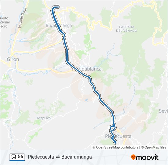 56 Route: Schedules, Stops & Maps - Piedecuesta ⇄ Bucaramanga (Updated)
