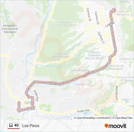 Ruta 40: horarios, paradas y mapas - Los Pinos (Actualizado)