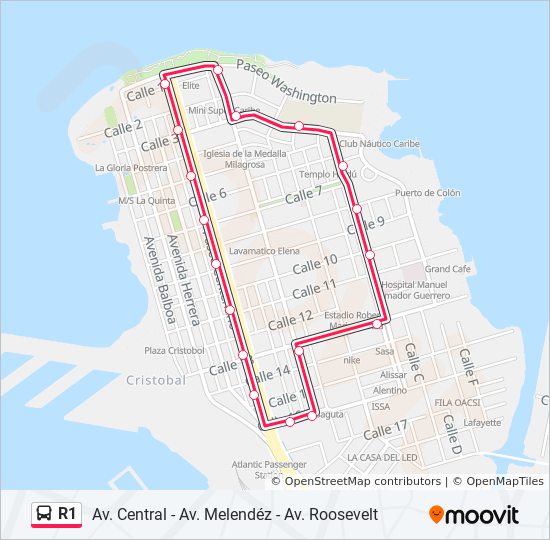 r1 Route: Schedules, Stops & Maps - Av. Central (Updated)