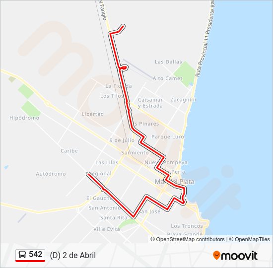 Ruta 542: horarios, paradas y mapas - (D) 2 de Abril (Actualizado)