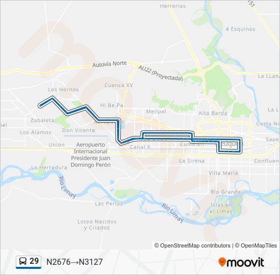 Ruta 29: horarios, paradas y mapas - N2676‎→N3127 (Actualizado)