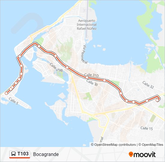 Ruta T103: horarios, paradas y mapas - Bocagrande (Actualizado)