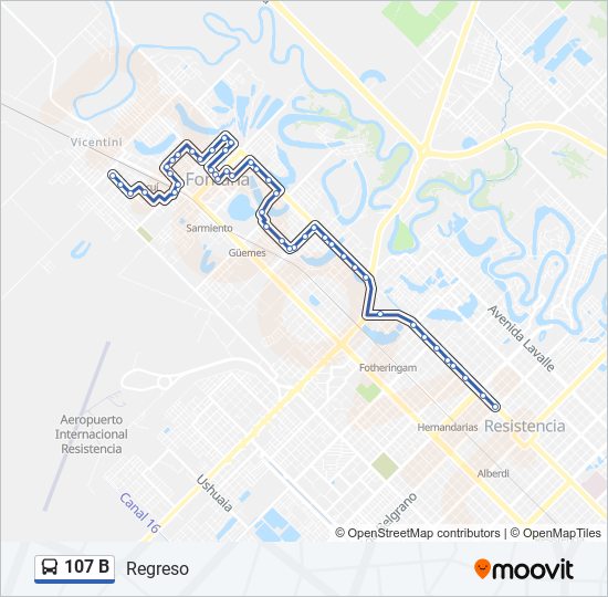 Ruta 107 b: horarios, paradas y mapas - Regreso (Actualizado)