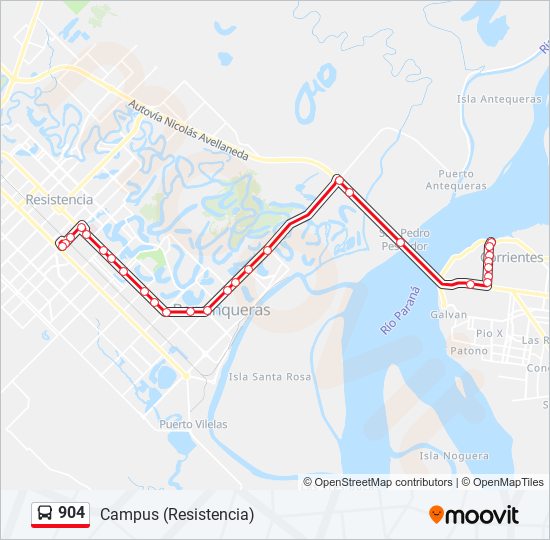 Ruta 904: horarios, paradas y mapas - Campus (Resistencia) (Actualizado)
