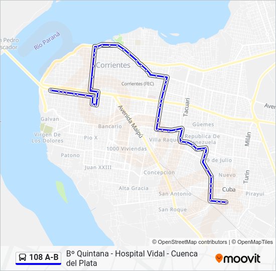 Ruta 108 AB: horarios, paradas y mapas - Bº Quintana (Actualizado)