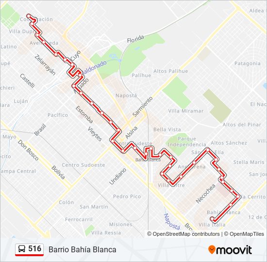 Ruta 516: horarios, paradas y mapas - Barrio Bahía Blanca (Actualizado)