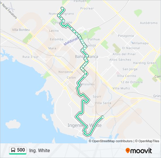 Ruta 500: horarios, paradas y mapas - Ing. White (Actualizado)
