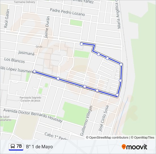 Ruta 7b: horarios, paradas y mapas - Centro - B° 1 De Mayo (Actualizado)