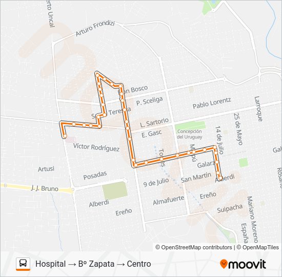 Ruta HOSPITAL CENTRO Bº ZAPATA: horarios, paradas y mapas - Hospital → ...