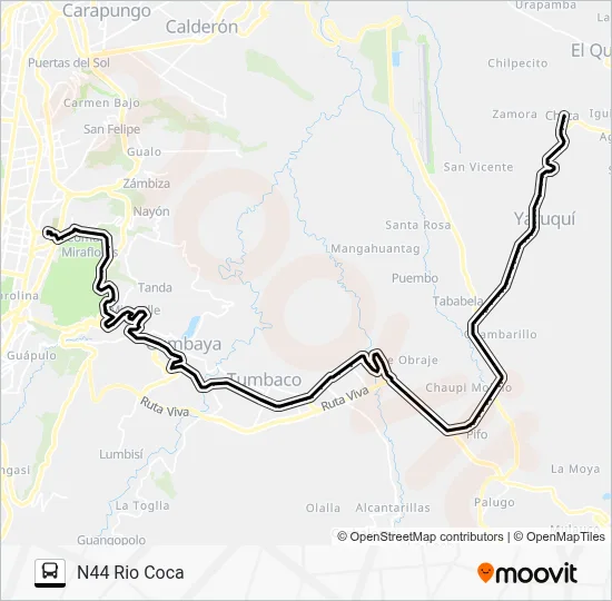 Ruta EL QUINCHECHECARIO COCA: horarios, paradas y mapas - N44 Rio Coca ...