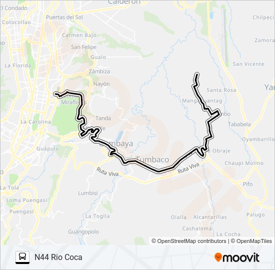 Ruta puemborio coca: horarios, paradas y mapas - N44 Rio Coca (Actualizado)