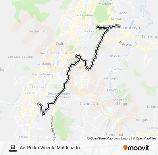 Ruta CUMBAYA PUENTE DE GUAJALO: horarios, paradas y mapas - Av. Pedro ...
