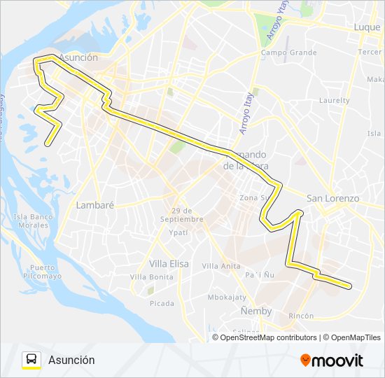 Ruta 45: horarios, paradas y mapas - Asunción (Actualizado)